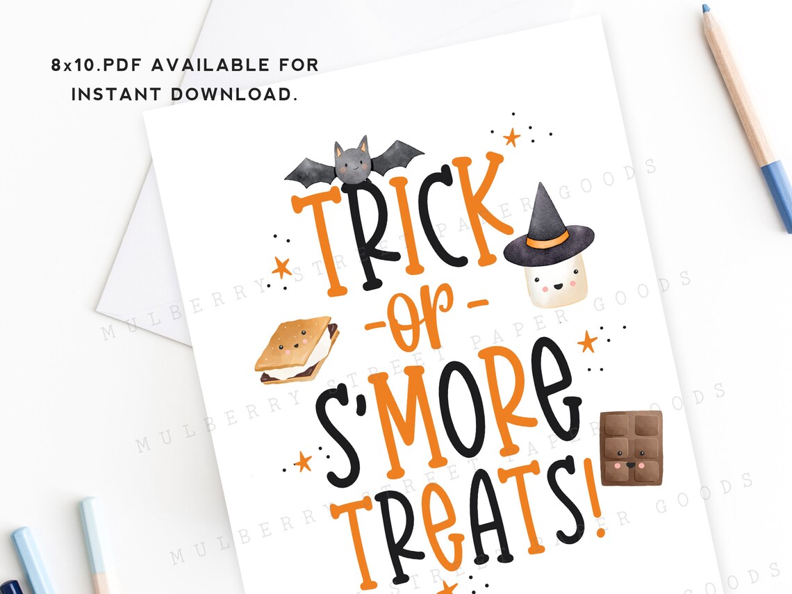 Printable Trick or S'more Treats Party Sign Instant - Etsy