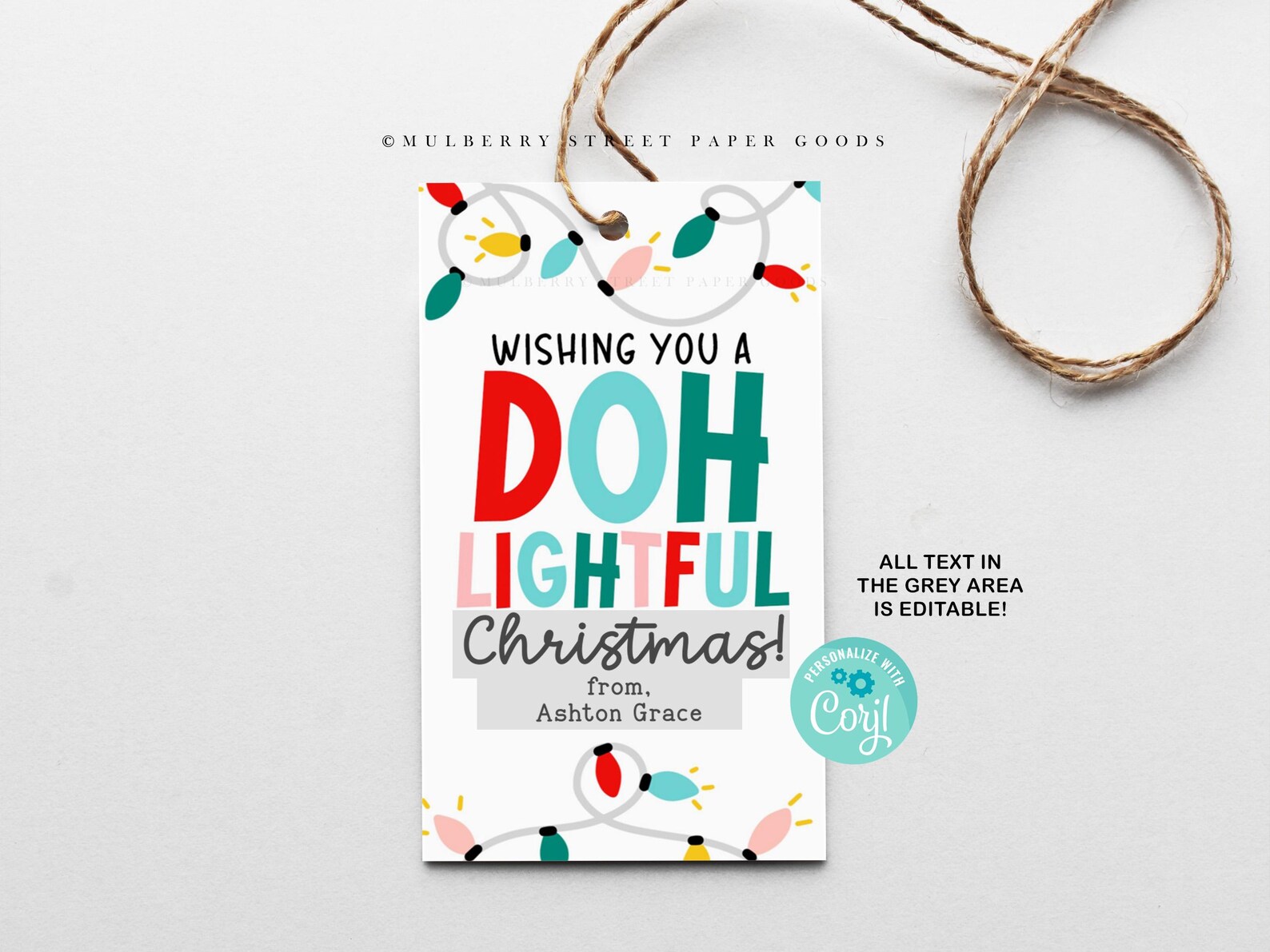 Editable Play Dough Gift Tag Digital Download Doh Christmas Gift Tag ...