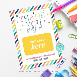 Printable Thanks for All You Do Gift Card Holder, Instant Download ...