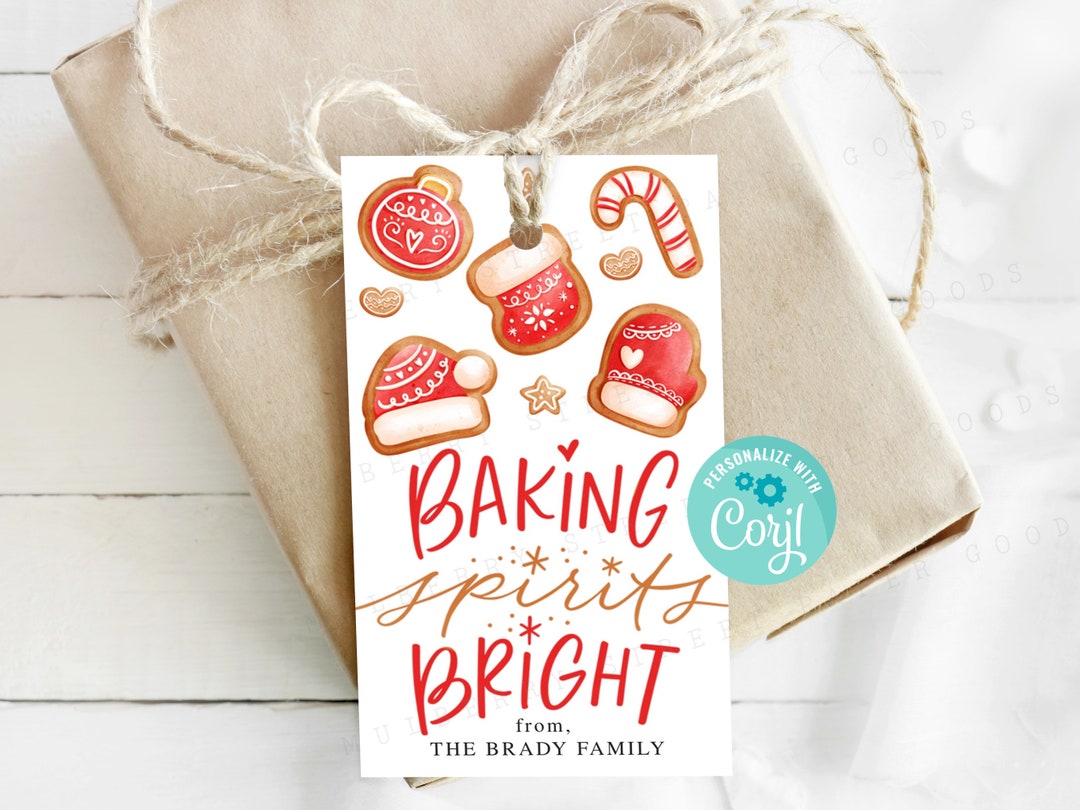 Printable Baking Spirits Bright Tag, Christmas Cookies Gift Tag ...