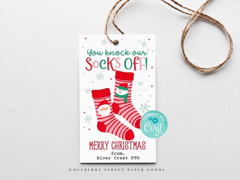 Editable Christmas Socks Gift Tag Printable Teacher Appreciation ...