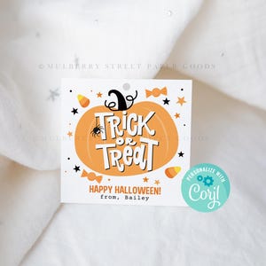 Instant Download Halloween Tag Printable Trick or Treat Happy Halloween ...