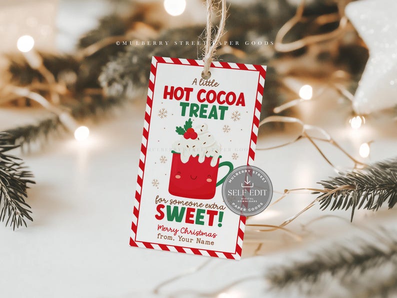 Christmas Hot Chocolate Gift Tag Printable Digital Download Canva ...