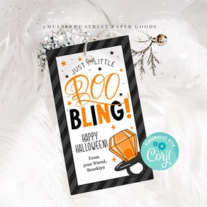 Printable Halloween Ring Pop Gift Tag Just A Little Boo Bling Trick or ...