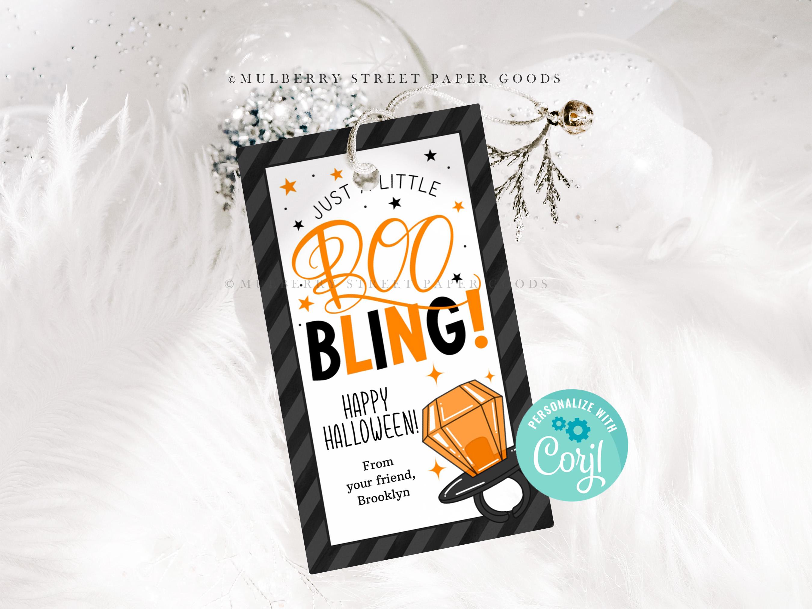 Printable Halloween Ring Pop Gift Tag Just A Little Boo Bling Trick or ...