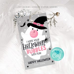 Halloween Bubbles Gift Tag Printable Cute Ghost Bubble Gum Halloween ...