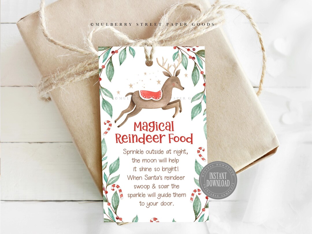 Magical Reindeer Food Gift Tag Printable Digital Download Christmas Eve ...