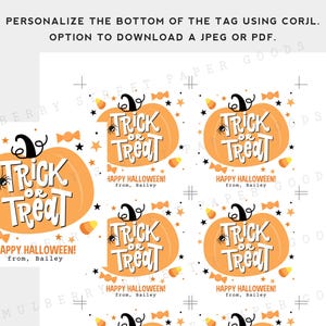 Instant Download Halloween Tag Printable Trick or Treat Happy Halloween ...