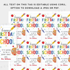 Happy First Day of School Printable Gift Tag, Welcome Back to School ...