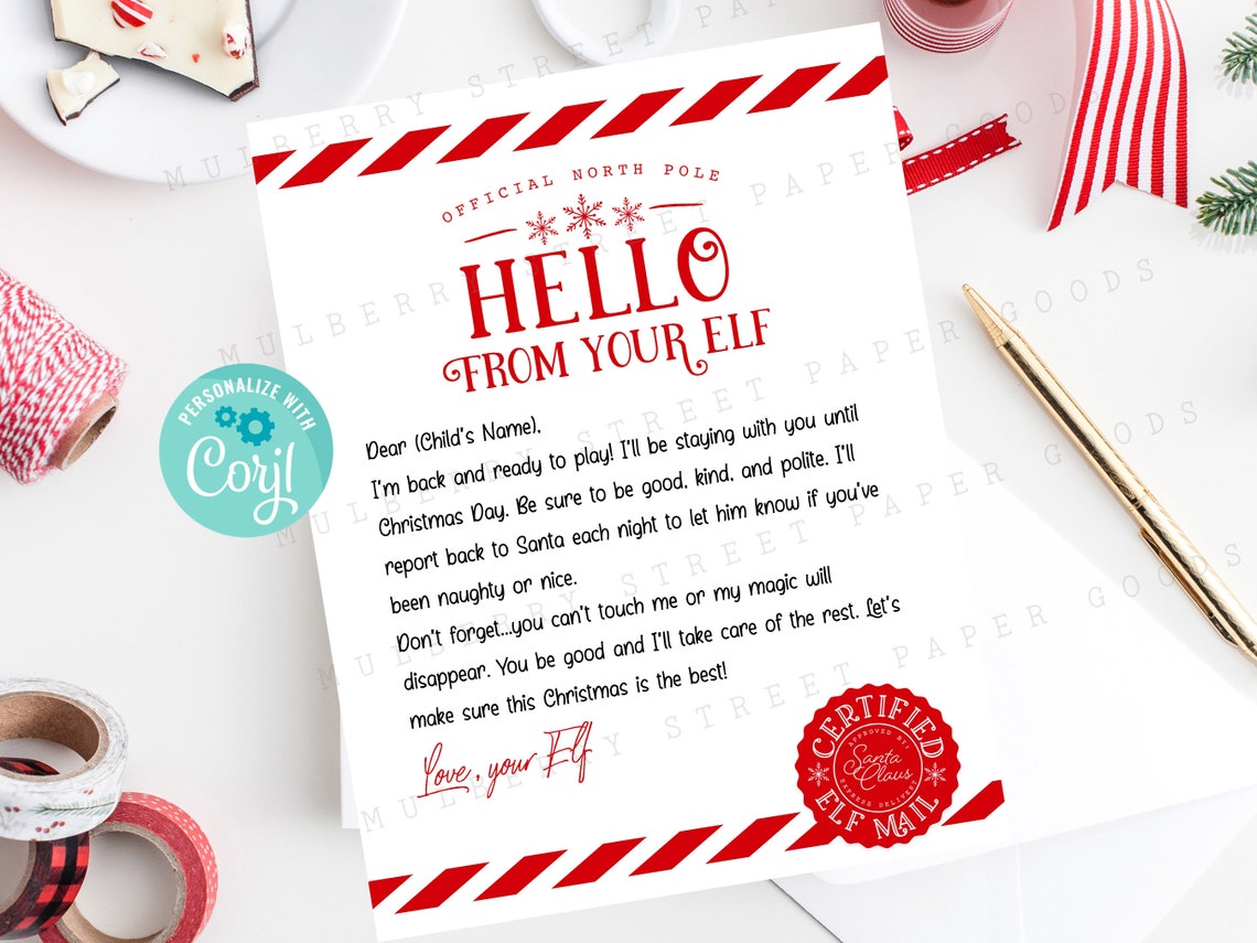 Printable Hello From Your Elf Letter Editable Elf Arrival - Etsy