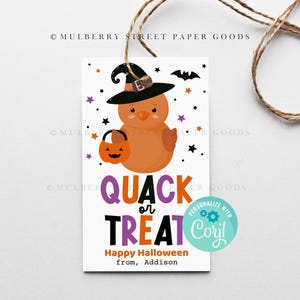 Halloween Gift Tag Halloween Rubber Duck Quack or Treat Tag Halloween ...
