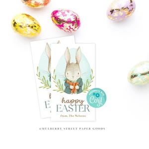 Printable Happy Easter Bunny Gift Tag, Instant Download Easter Bunny ...