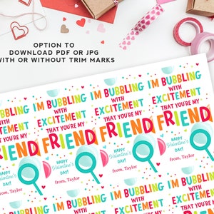 Printable Bubbling With Excitement Valentine's Day Tag, Classroom ...