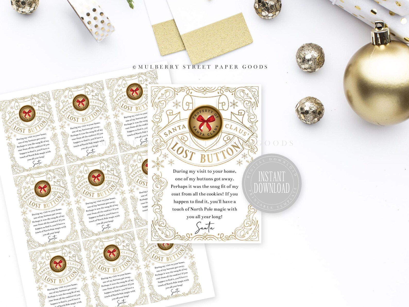 Santa's Lost Button Tag Instant Download Editable Santa Claus Lost ...