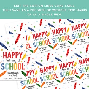 Printable Happy First Day of School Gift Tag, Welcome Back to School ...