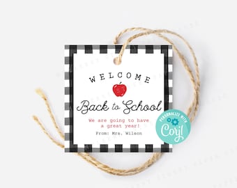 Printable Welcome Back to School Tag, Happy First Day of School Gift ...