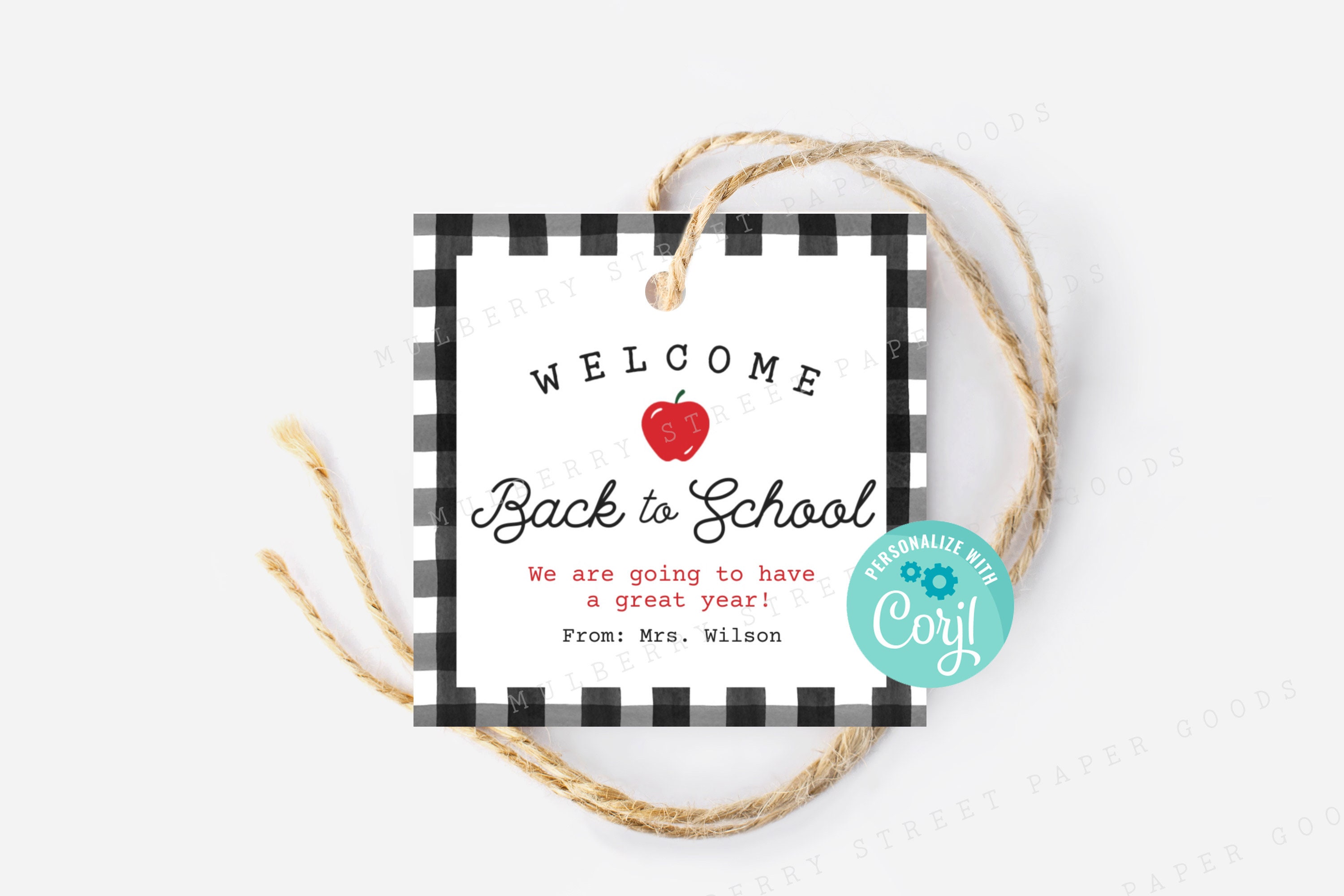Printable Welcome Back to School Tag, Happy First Day of School Gift ...