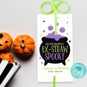 Halloween Straw Holder Template Hope Your Halloween is Ex-straw Special ...