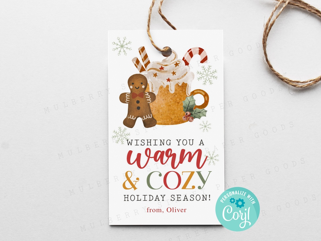 Printable Wishing You a Warm and Cozy Holiday Season Gift Tag ...