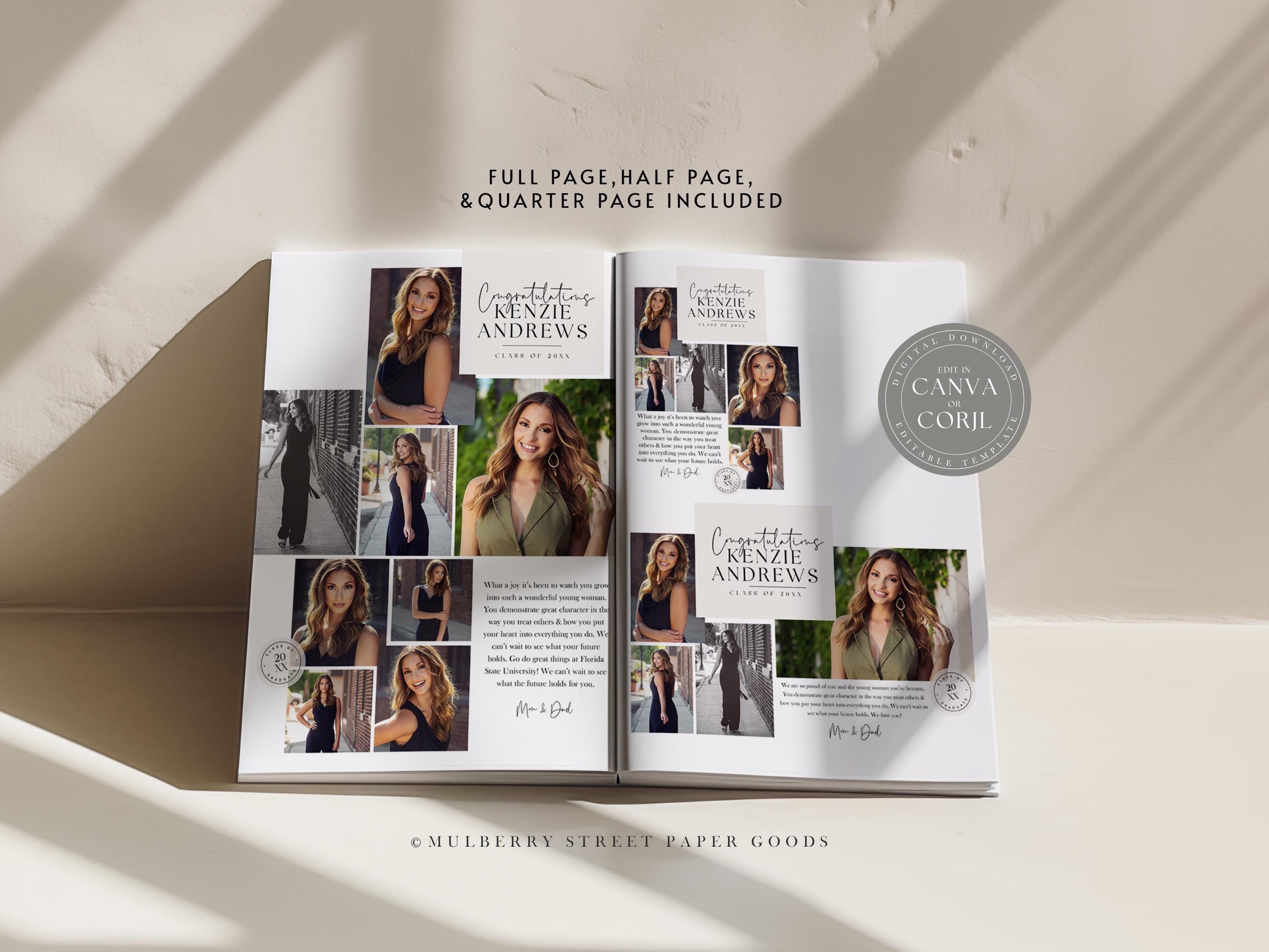 Editable Yearbook Ad Canva Template Senior Yearbook Tribute Template ...