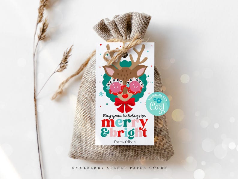 Merry and Bright Christmas Gift Tag Printable Trendy Friendship Beads ...