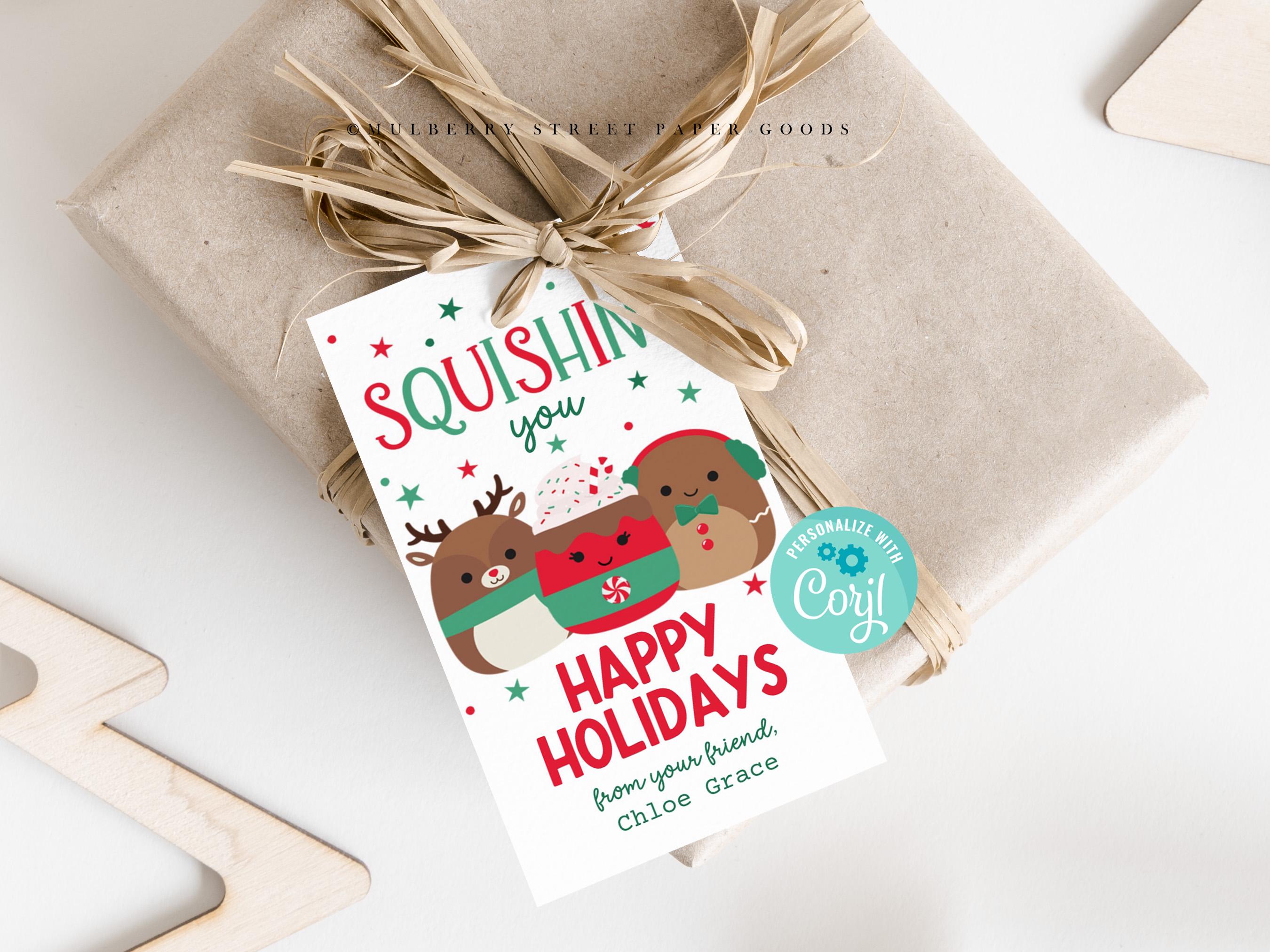 Editable Christmas Squish Gift Tag Digital Download Happy Squishing ...