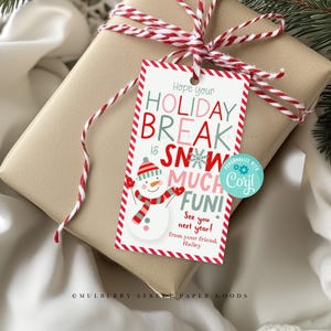 School Holiday Break Gift Tag Printable Digital Download Classroom ...