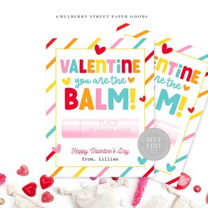 Lip Balm Valentine's Day Card Printable Kids Classroom Chapstick ...