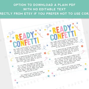 Personalized Ready Confetti Printable Card Instant Download 1st Day of ...