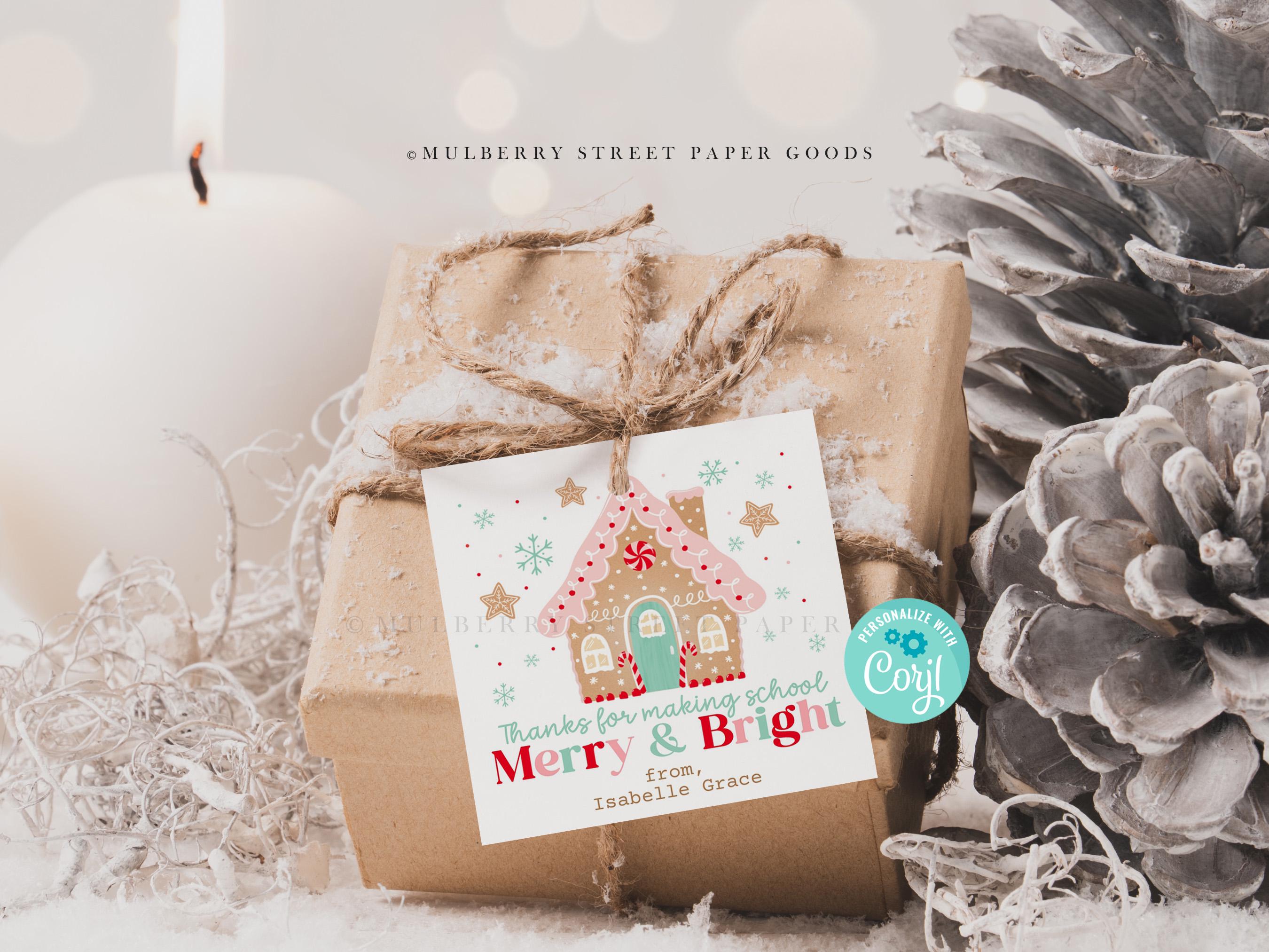 Editable Pink Gingerbread House Christmas Gift Tag All Text Editable ...