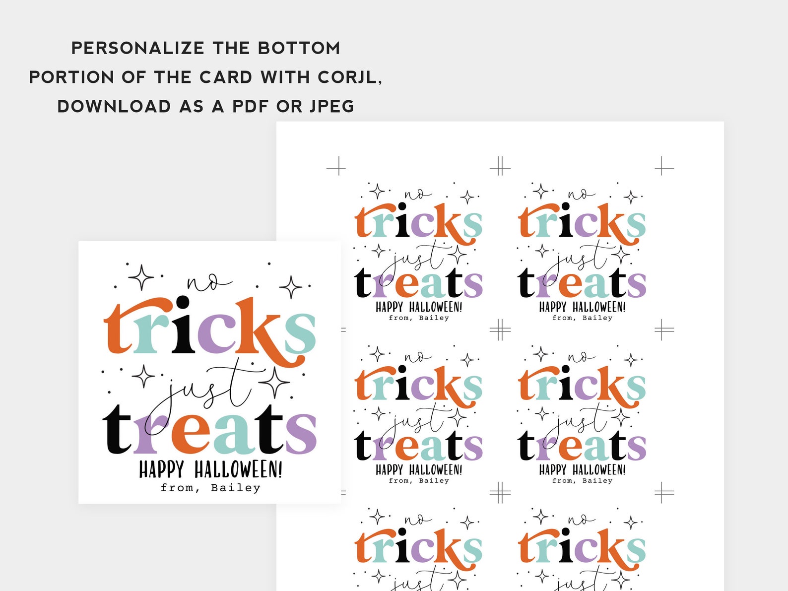 Printable Trick or Treat Gift Tag Halloween No Tricks Just - Etsy