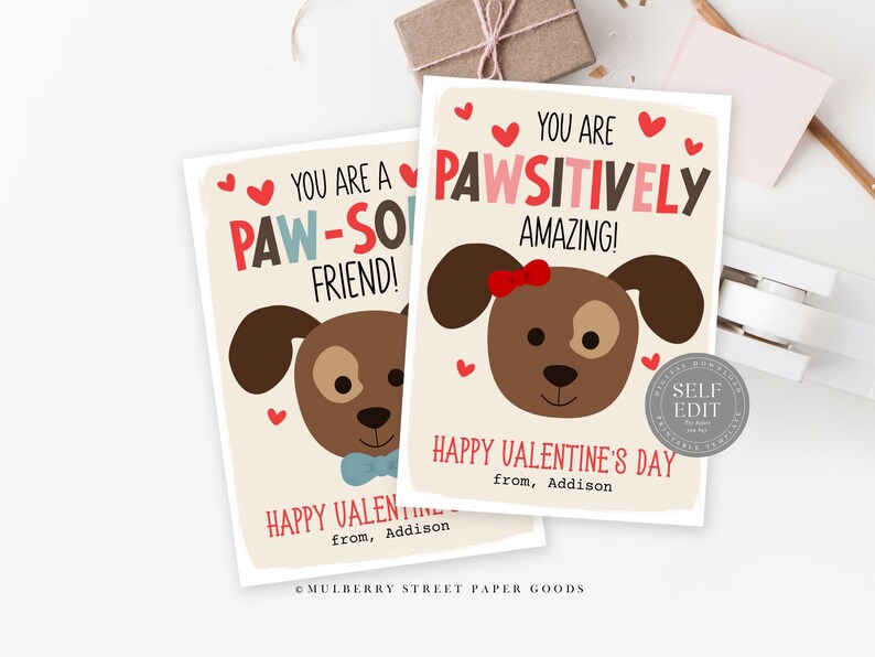 Printable Puppy Dog Valentine Cards Kids Classroom Puppy Valentine ...