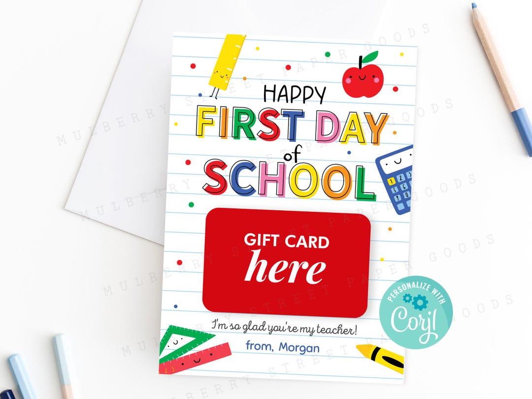 Happy First Day of School Gift Card Holder Printable, Back to School ...