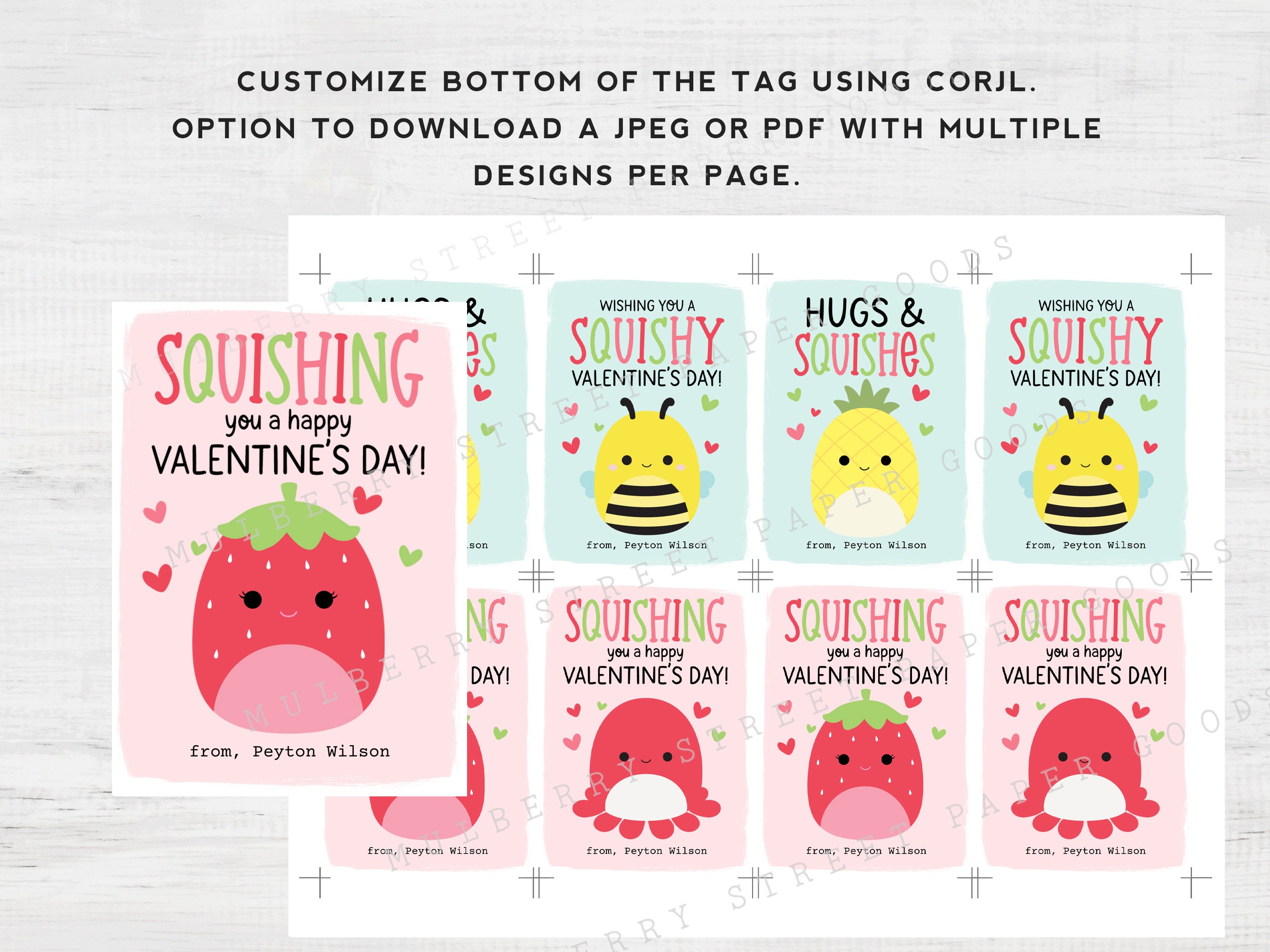 Printable Squish Valentine's Day Card Kids Classroom Squishy Valentine ...
