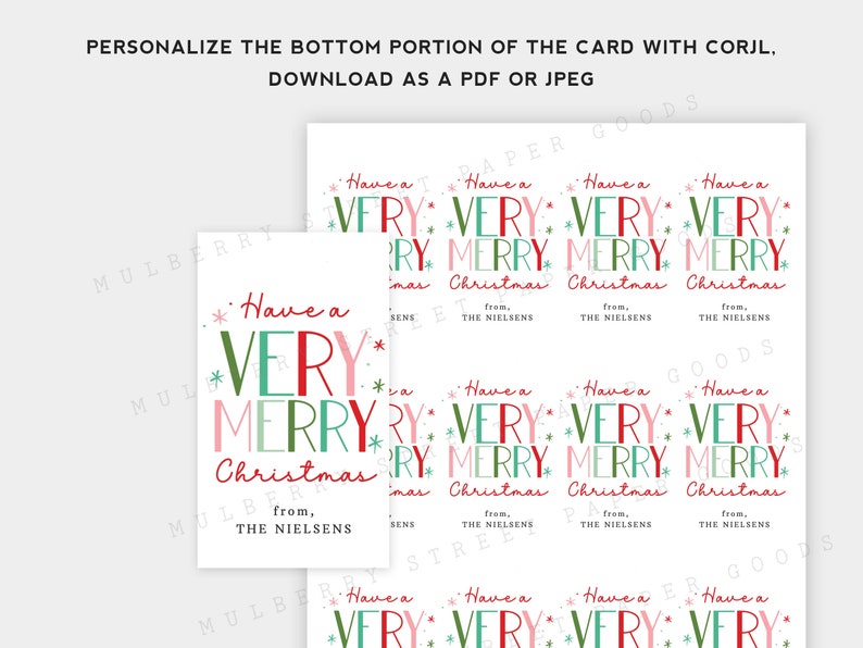 Printable Have a Very Merry Christmas Gift Tag, Modern Bright Xmas ...