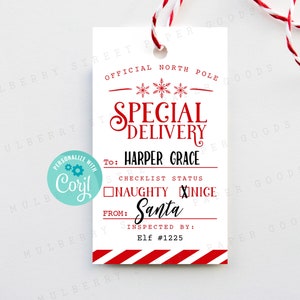 Personalized Santa Christmas Gift Tag Digital Download Editable Gift ...