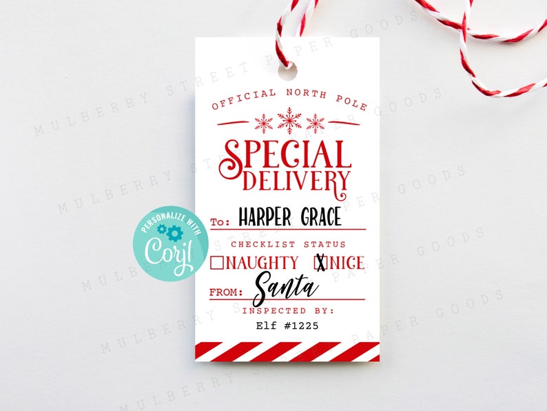 Personalized Santa Christmas Gift Tag Digital Download Editable Gift ...