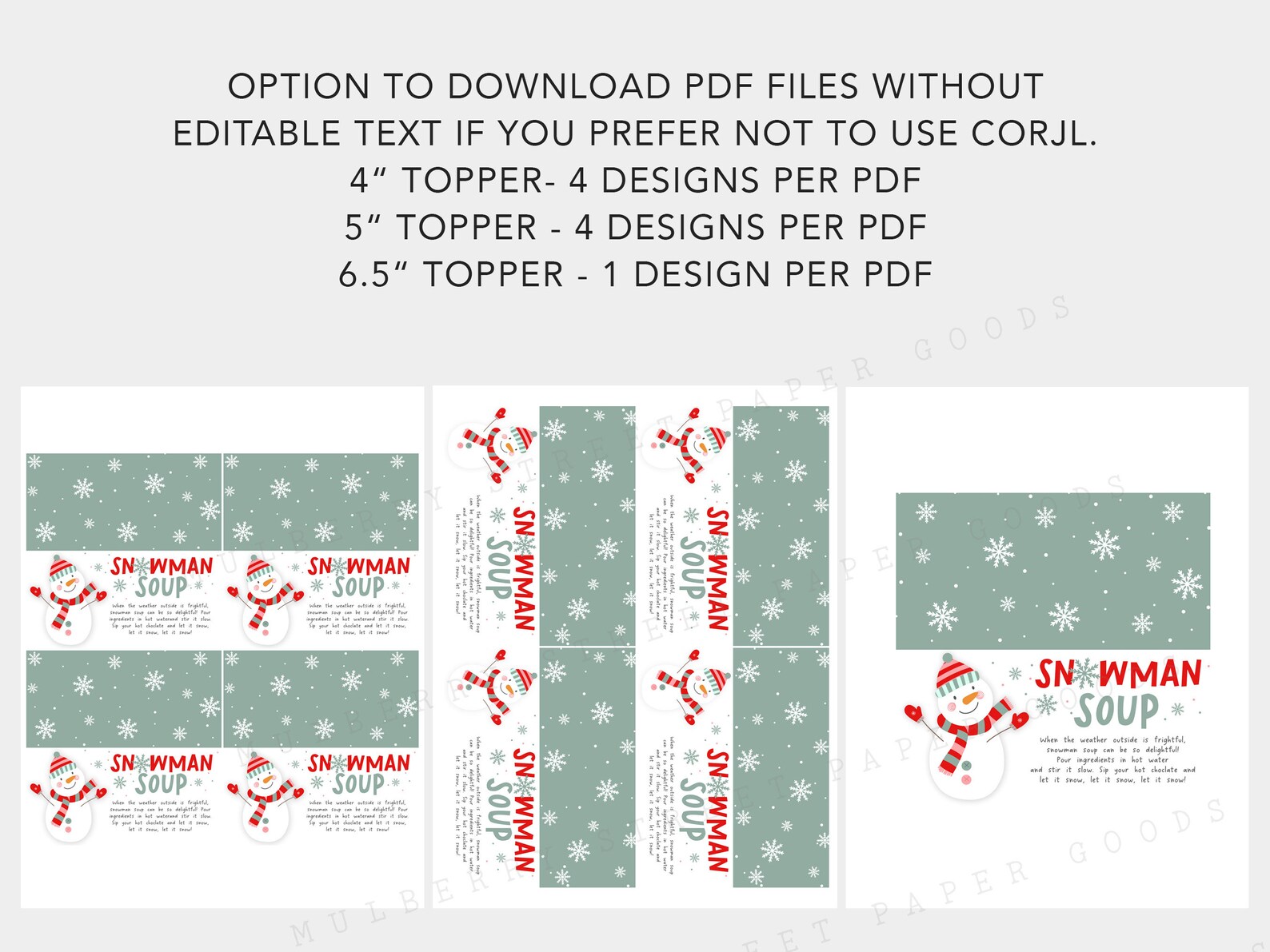 Printable Snowman Soup Bag Topper, Multiple Sizes Included, Stocking ...