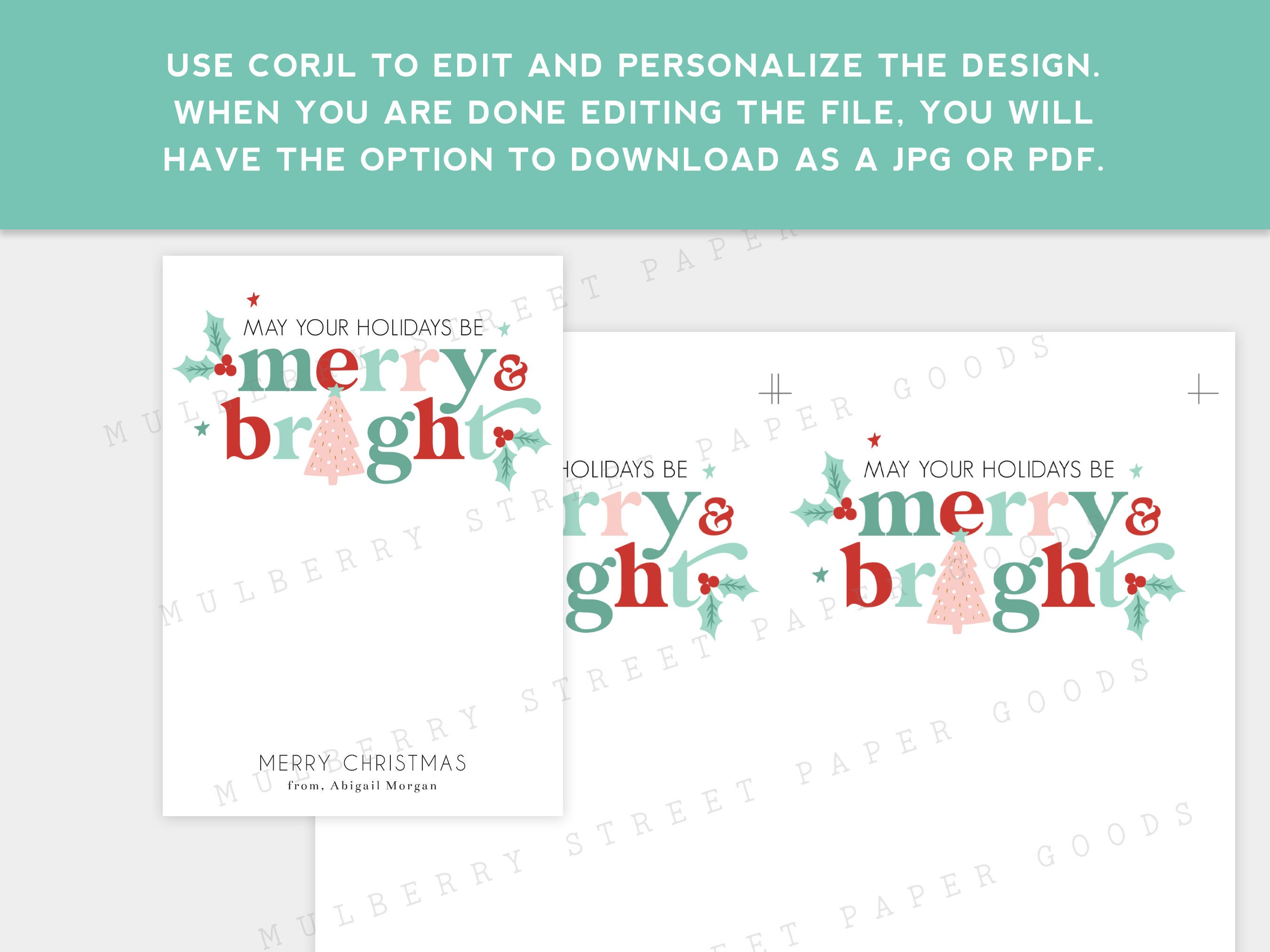 Printable Merry and Bright Christmas Gift Card Holder - Etsy