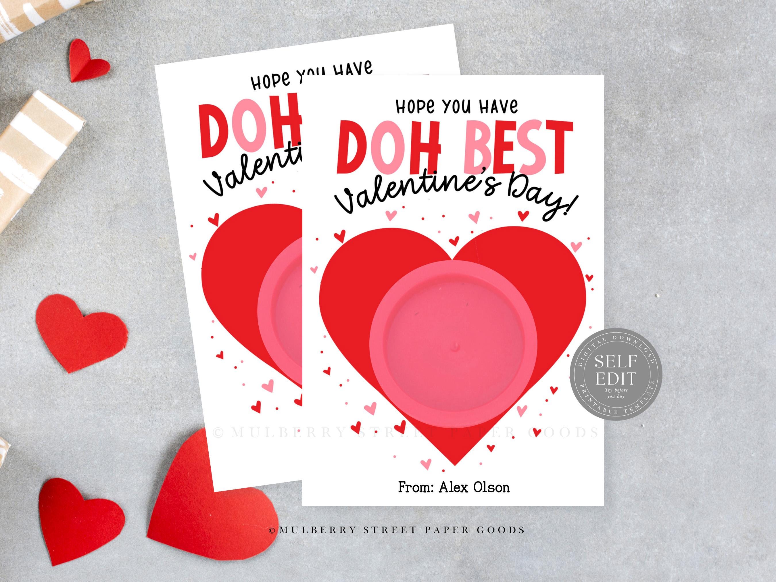 Doh Valentine Card Canva Template Valentine's Day Play Dough Card ...
