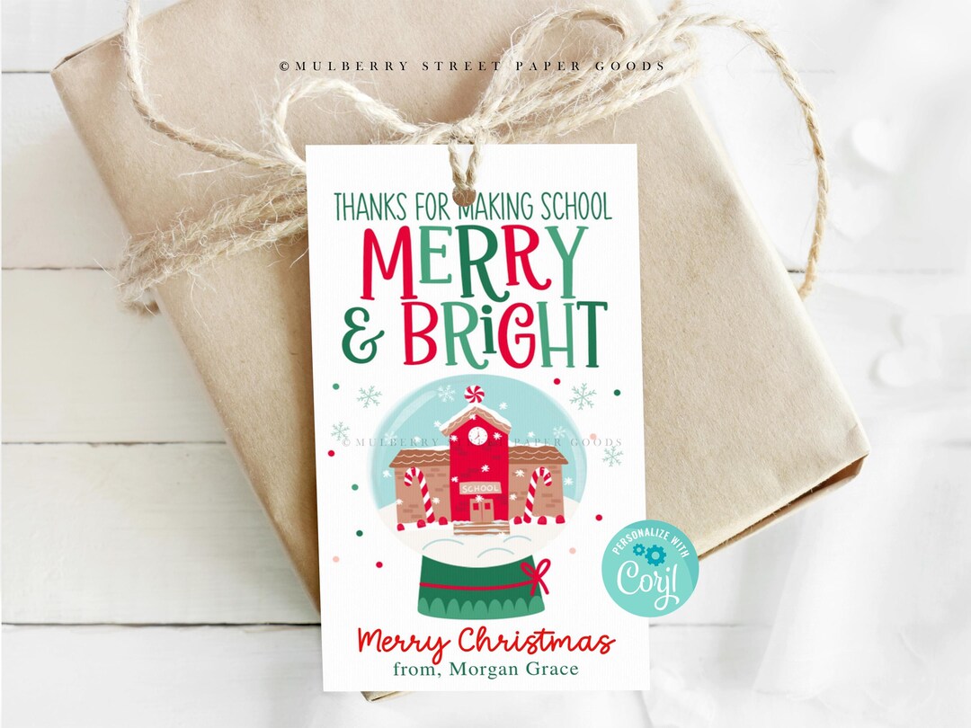 Printable School Christmas Gift Tag Digital Download Classroom Party ...