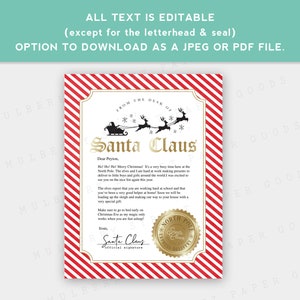 Editable Letter From Santa, Letter From the North Pole Printable ...