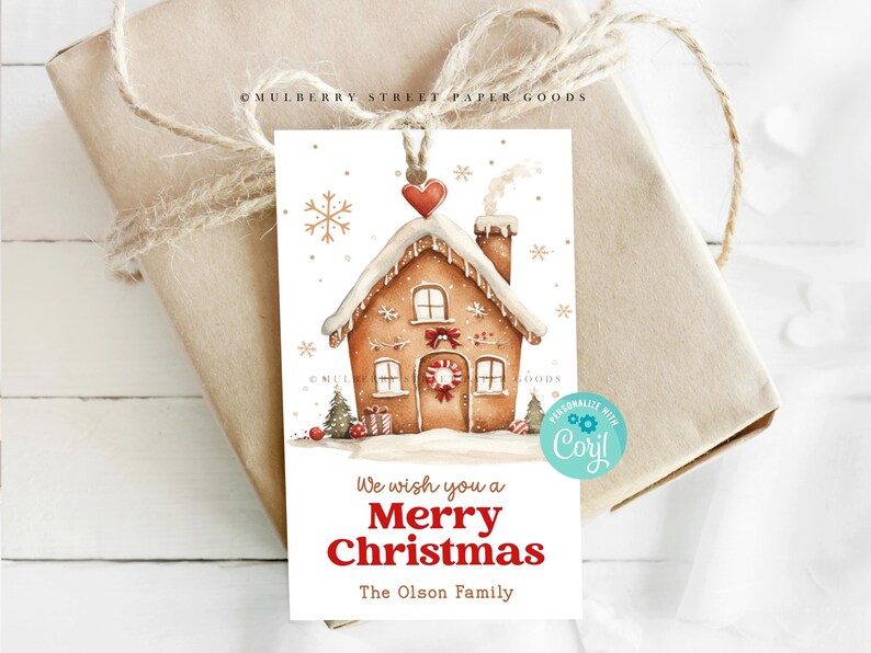 Editable Merry Christmas Gift Tag Digital Download Printable Cute ...