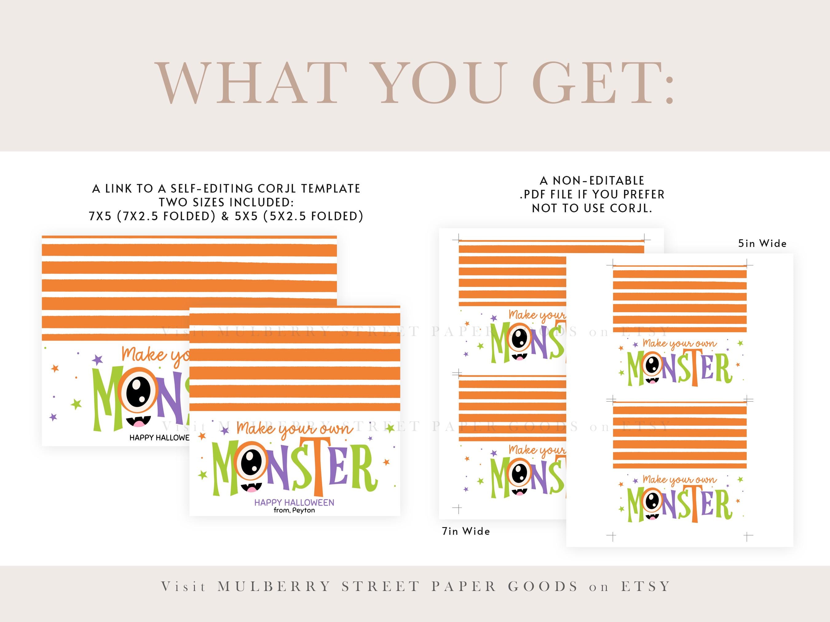 Halloween Make Your Own Monster Bag Topper Halloween Party Favor Build ...