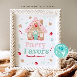 Editable Christmas Party Sign Printable Gingerbread House Decorating ...