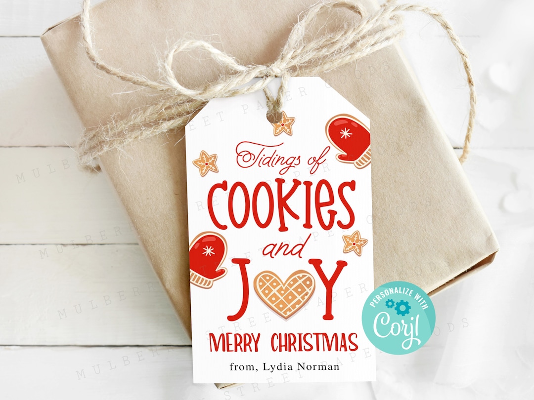 Tidings of Cookies and Joy Printable Tag, Christmas Cookies Gift Tag ...