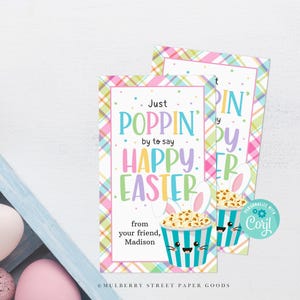 Printable Just Popping by to Say Happy Easter Tag, Happy Easter Popcorn ...