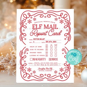 Editable Elf Report Card Printable Personalized Christmas Elf Activity ...
