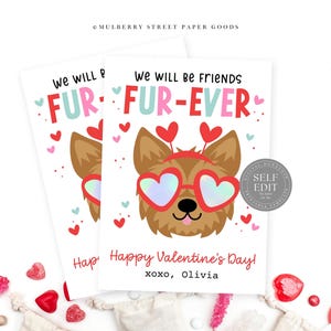 Cute Dog Valentine's Day Card Printable Canva Template Digital Download ...