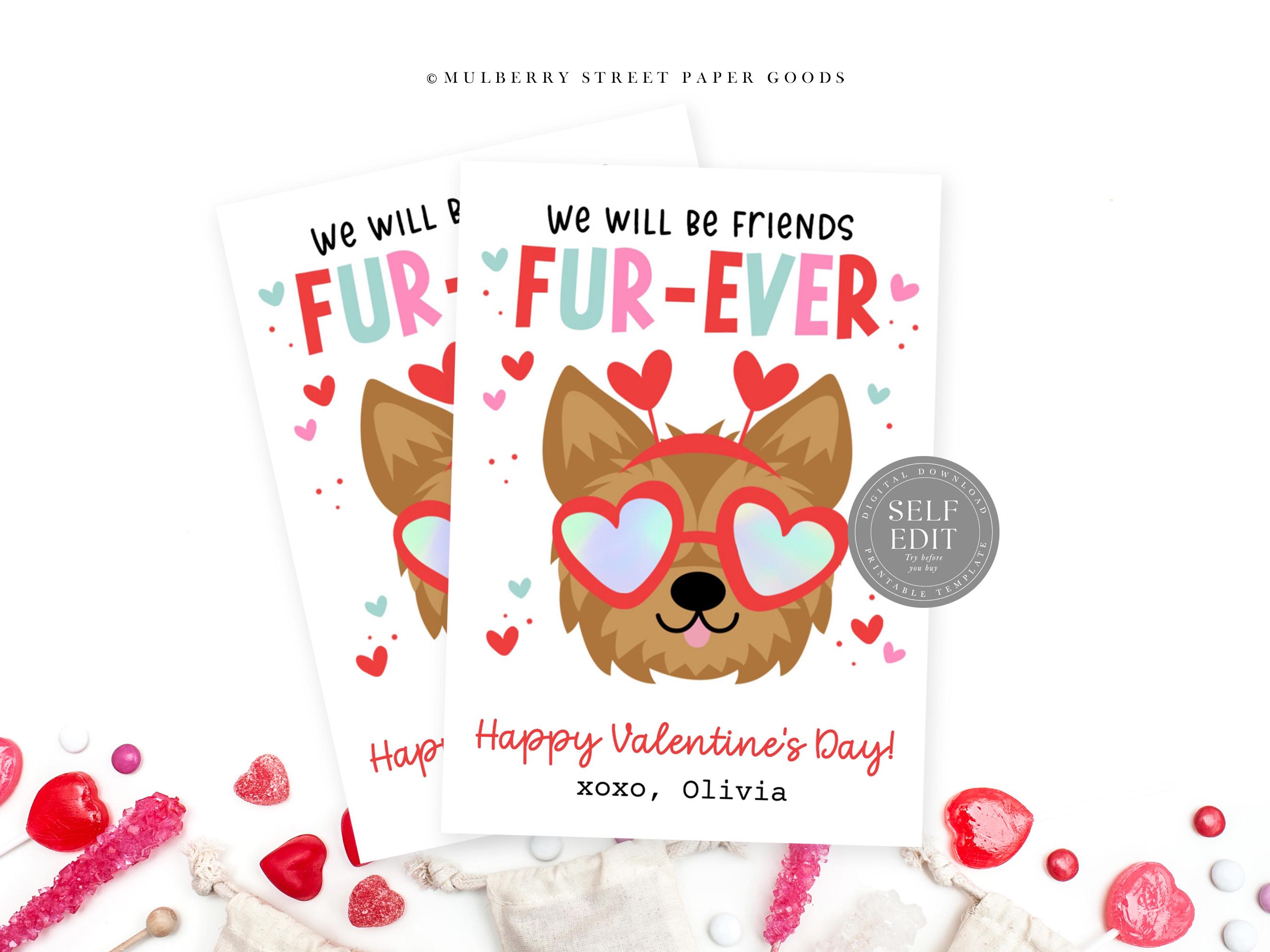 Cute Dog Valentine's Day Card Printable Canva Template Digital Download ...